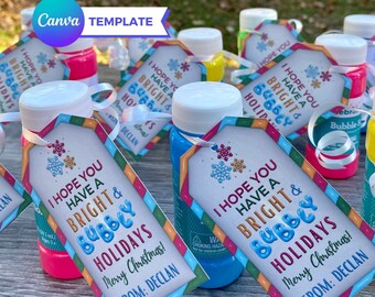 Christmas Bubble Tag Bright & Bubbly Holidays Tag Christmas Favor Tag ...
