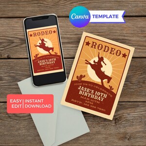 Editable Rodeo Birthday Invitation Boy Theme Birthday Printable ...