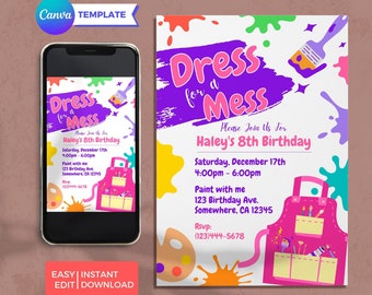 Dress for a Mess Invitation Art Party Invitation With Photo - Etsy