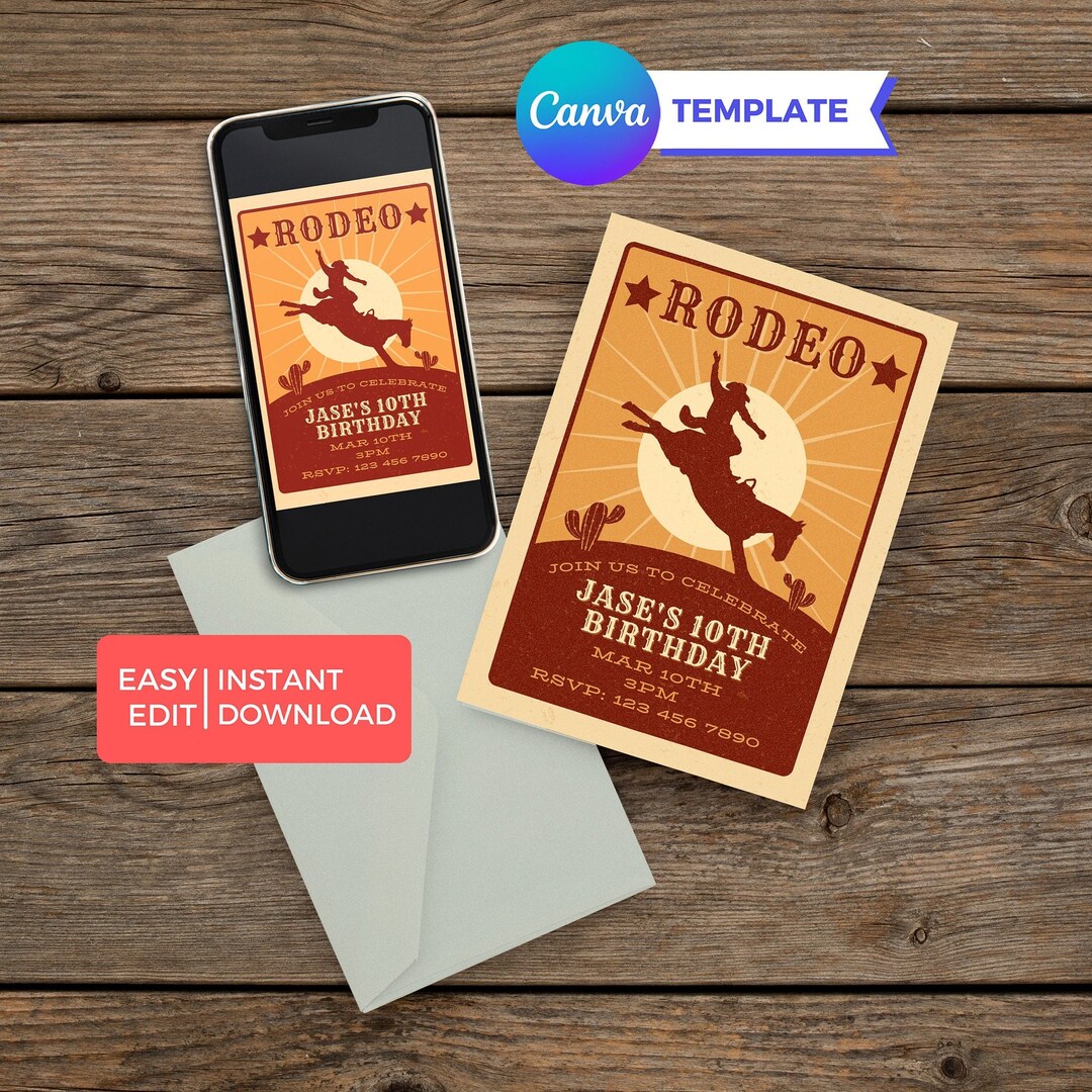 Editable Rodeo Birthday Invitation Boy Theme Birthday Printable ...