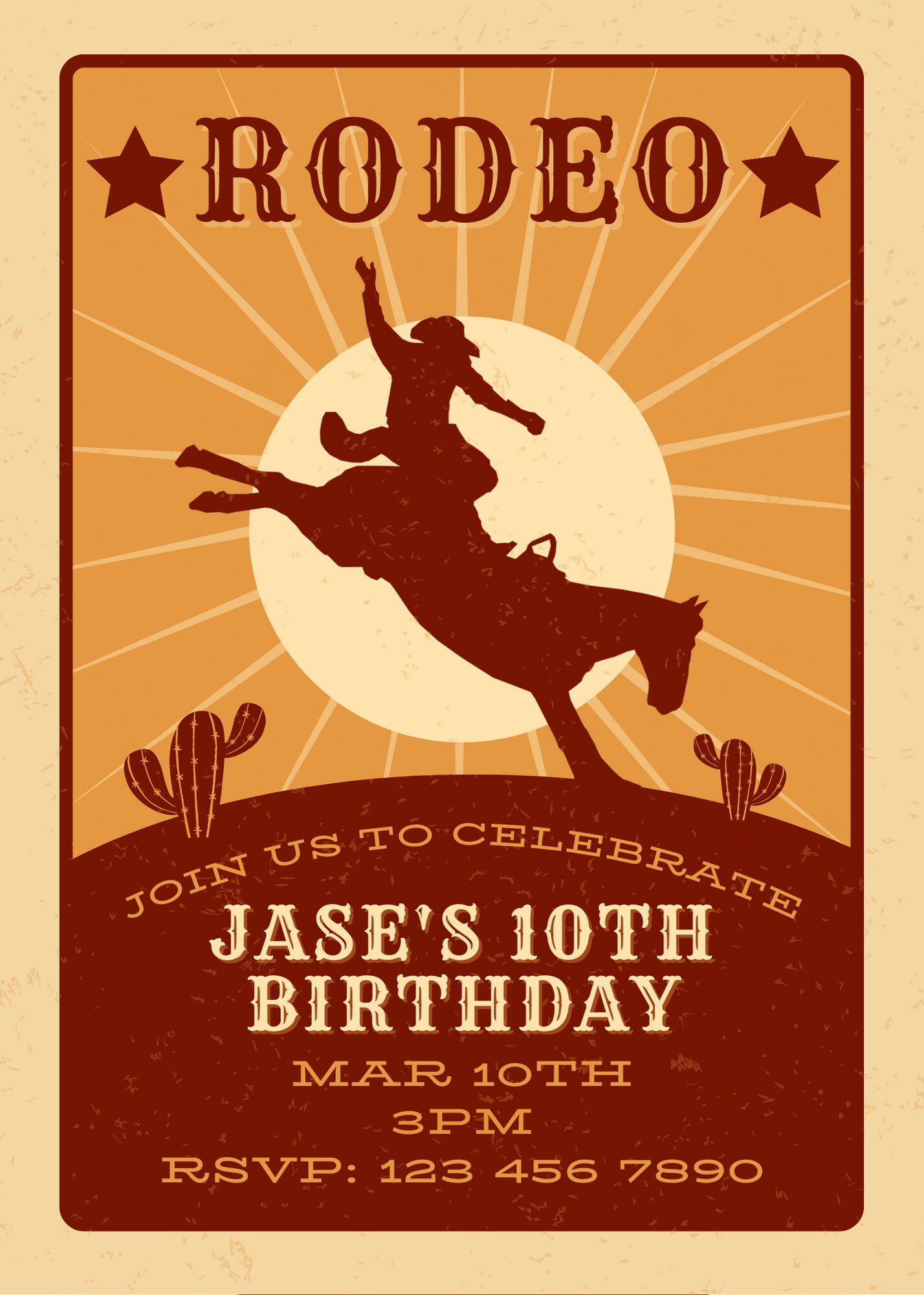 Editable Rodeo Birthday Invitation Boy Theme Birthday Printable ...