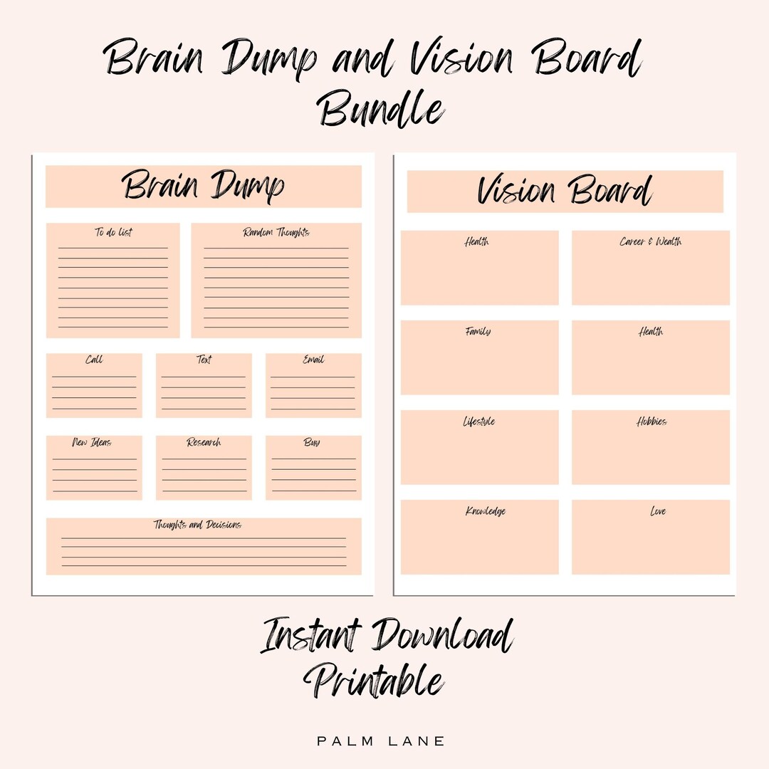 Brain Dump and Vision Board Printable Digital Download - Etsy