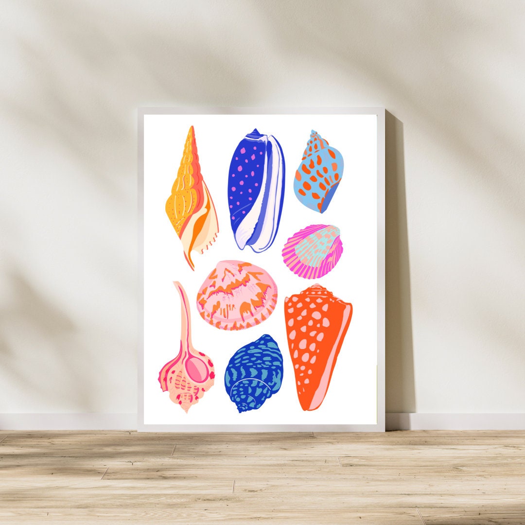 Sea Shell Poster 24x36 Physical Poster Art Print Beachy Decor Tropical ...