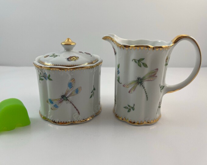 Godinger Sugar Creamer Set, Fine Bone China, Sugar Bowl, Tea Server ...