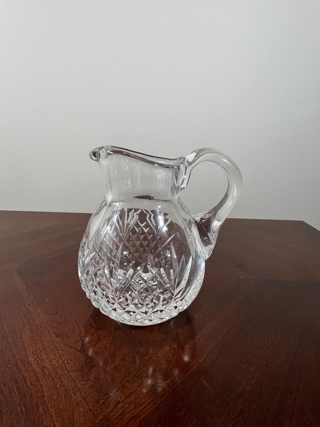Crystal Glass Pitcher, Diamond Cut, Pineapple Motif, Round Jug, Lead ...