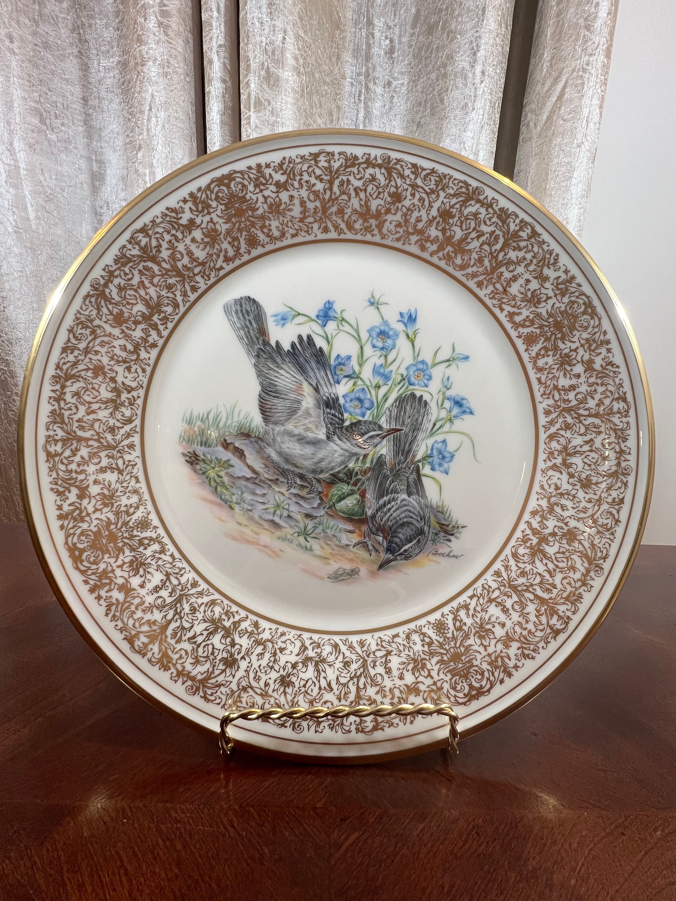 Lenox Boehm Birds Plates, 24K Gold Trim, 1970's, Collectible, Dinner ...