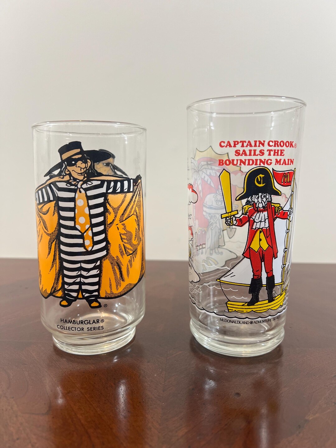 Mcdonald’s Collector Glasses: Hamburglar & Captain Crook, Fast Food ...