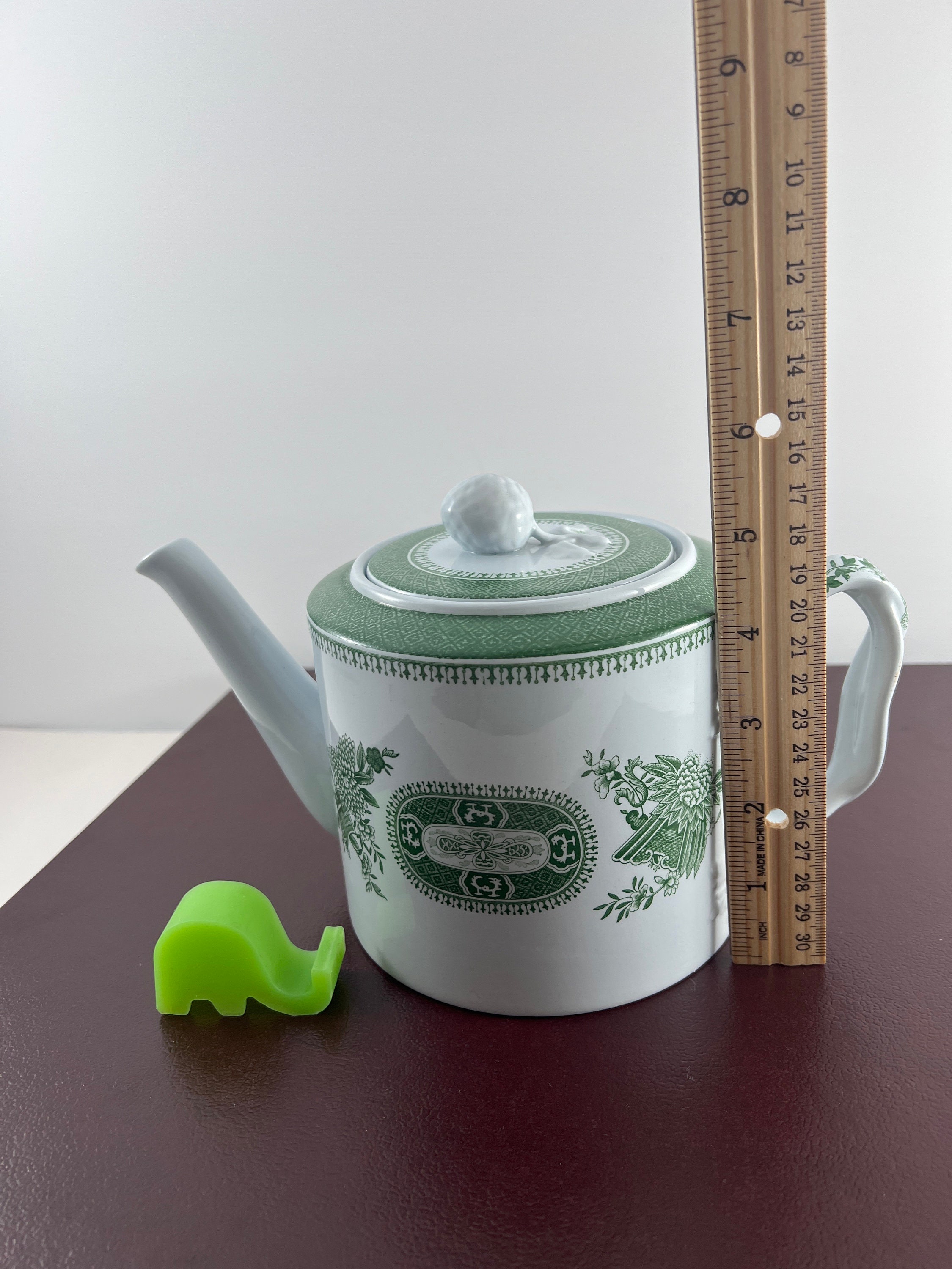 Spode Green Teapot, Fitzhugh Pattern, Copeland England, Tea Server ...