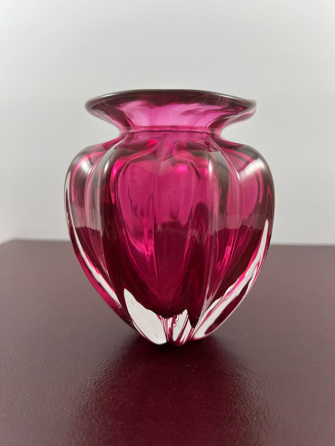 Cranberry Ribbed Glass Vase, Vintage Home Decor - Etsy