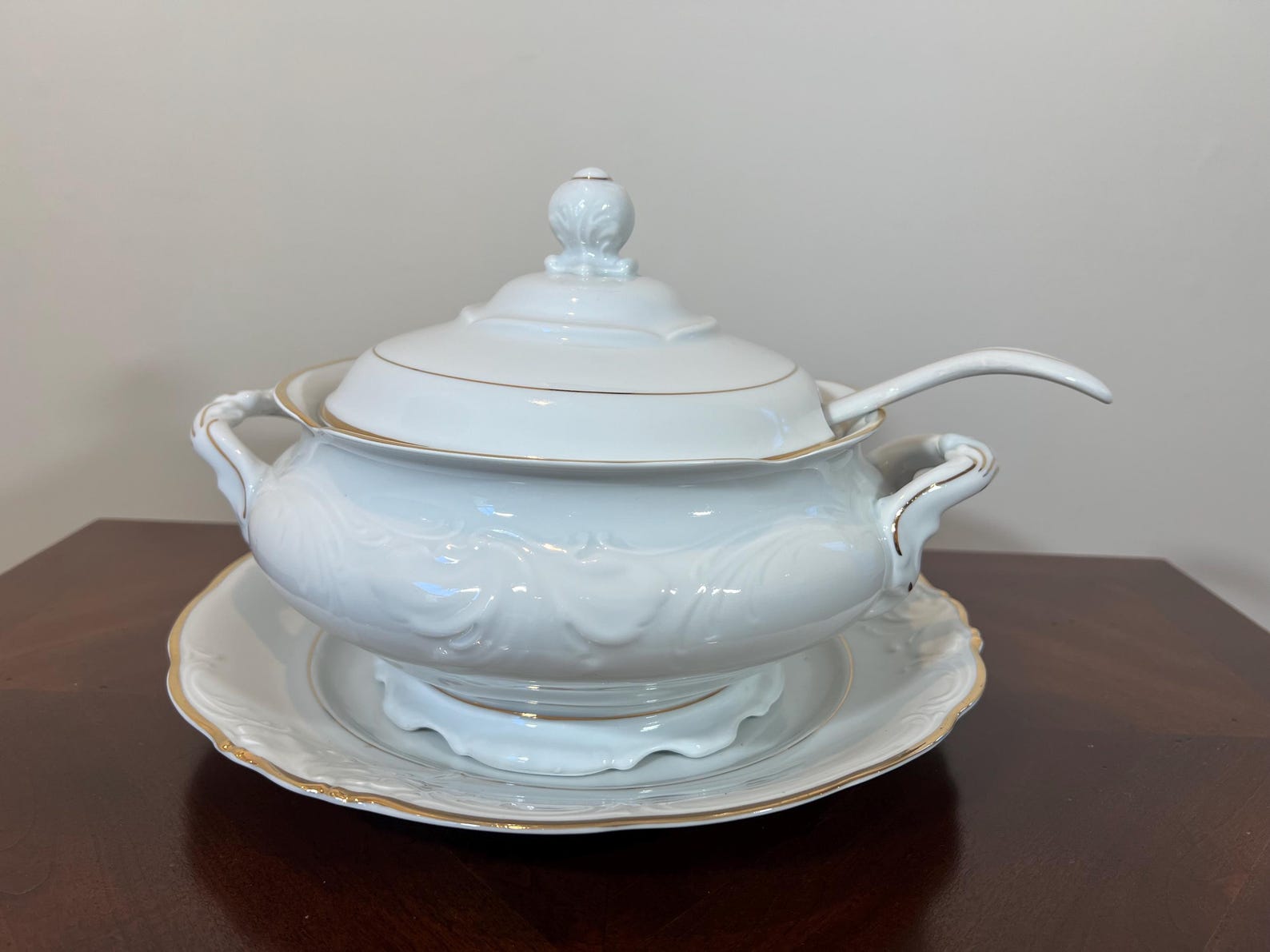 Vintage Tureen With Lid Ladle & Underplate, White Stew Soup Bowl ...