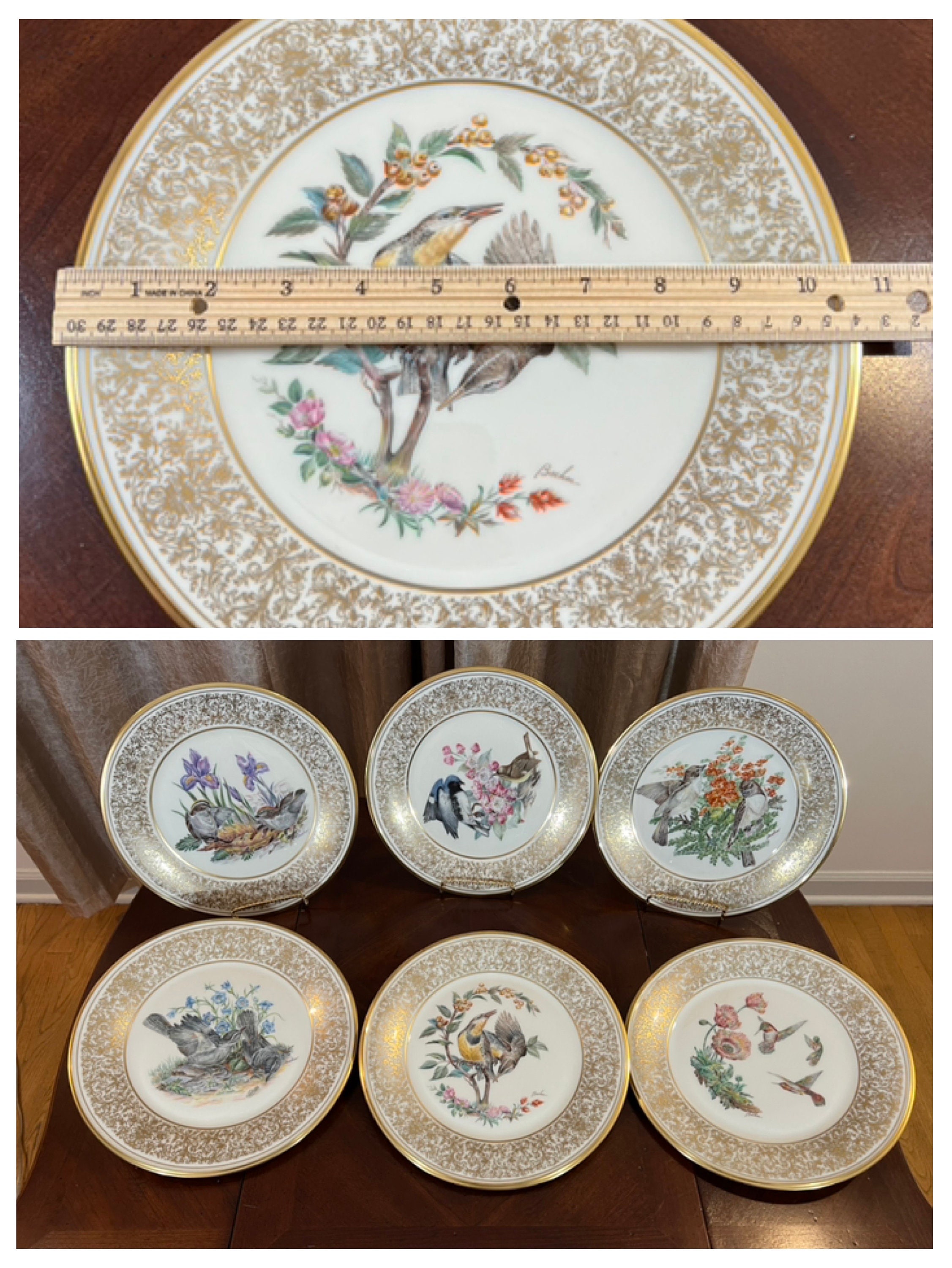Lenox Boehm Birds Plates, 24K Gold Trim, 1970's, Collectible, Dinner ...
