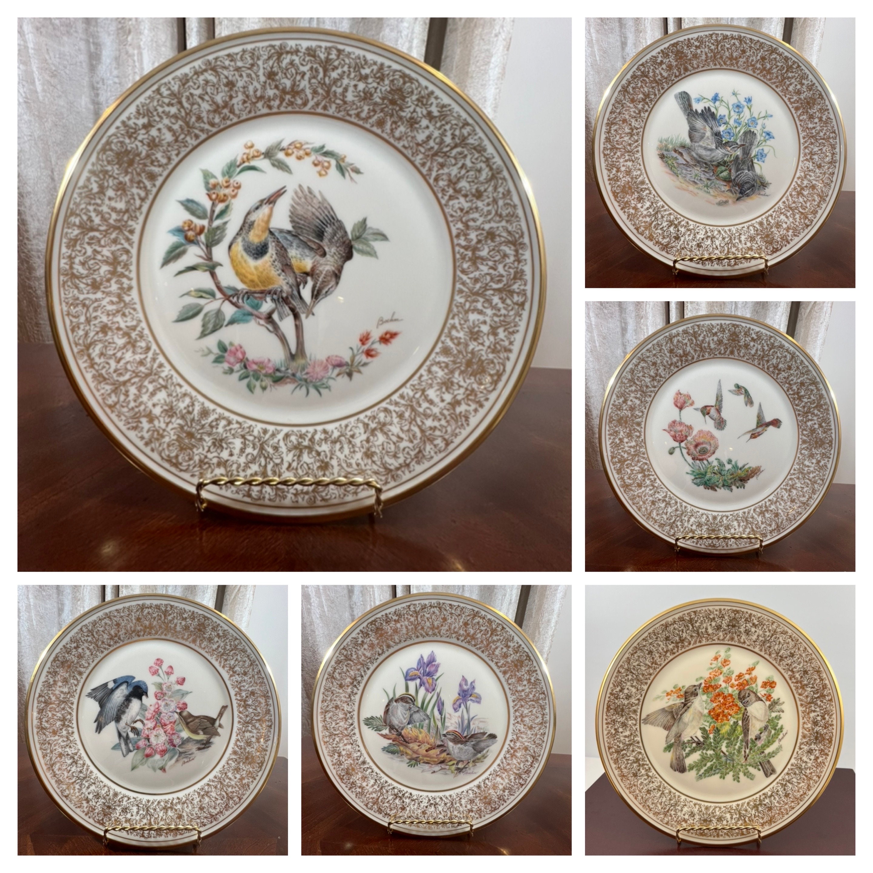Lenox Boehm Birds Plates, 24K Gold Trim, 1970's, Collectible, Dinner ...