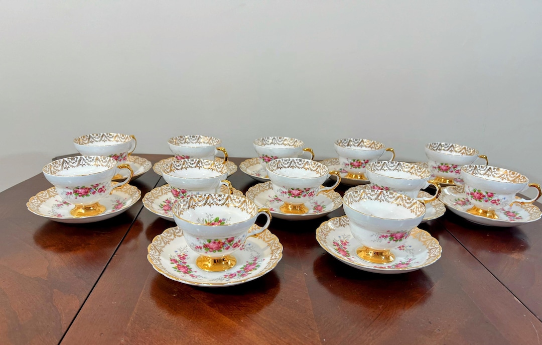 Regency Rose Bone China Tea Cup & Saucer- Gold Trim, English Floral ...