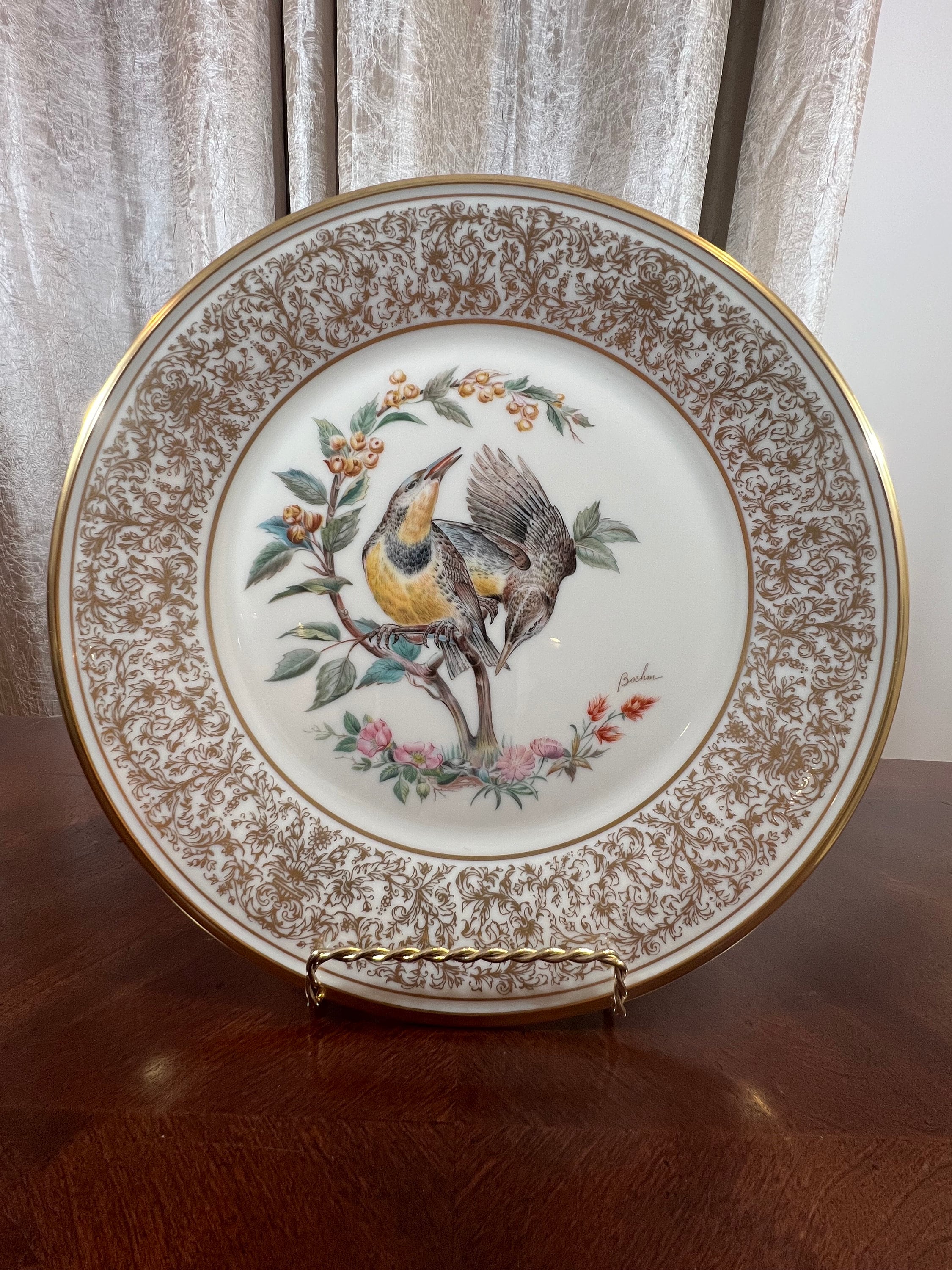 Lenox Boehm Birds Plates, 24K Gold Trim, 1970's, Collectible, Dinner ...