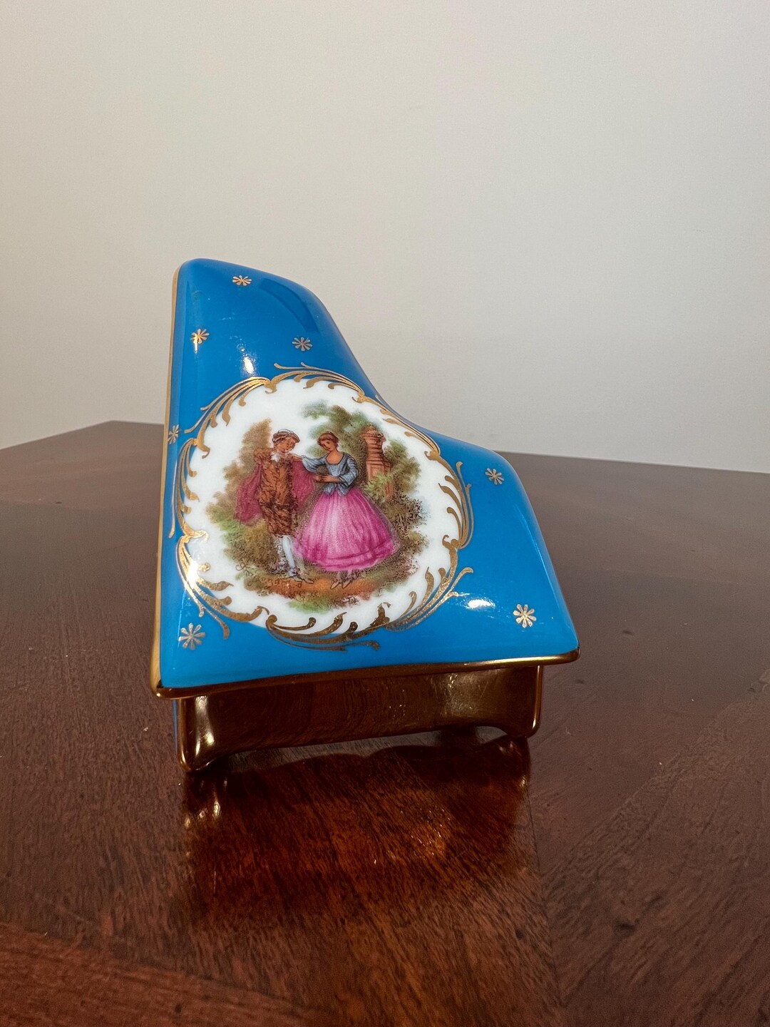 Vintage Miniature Grand Piano, Limoges Trinket Box France, Bright Blue ...