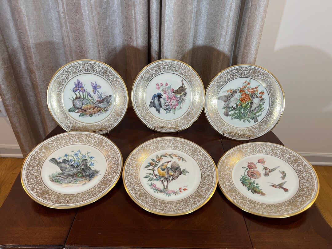 Lenox Boehm Birds Plates, 24K Gold Trim, 1970's, Collectible, Dinner ...