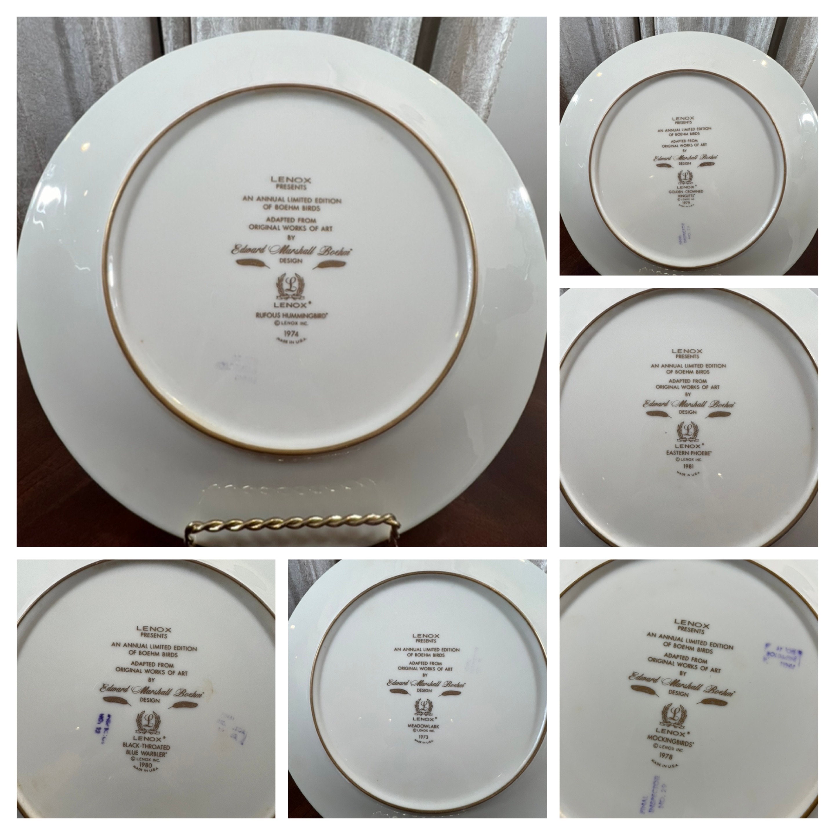 Lenox Boehm Birds Plates, 24K Gold Trim, 1970's, Collectible, Dinner ...