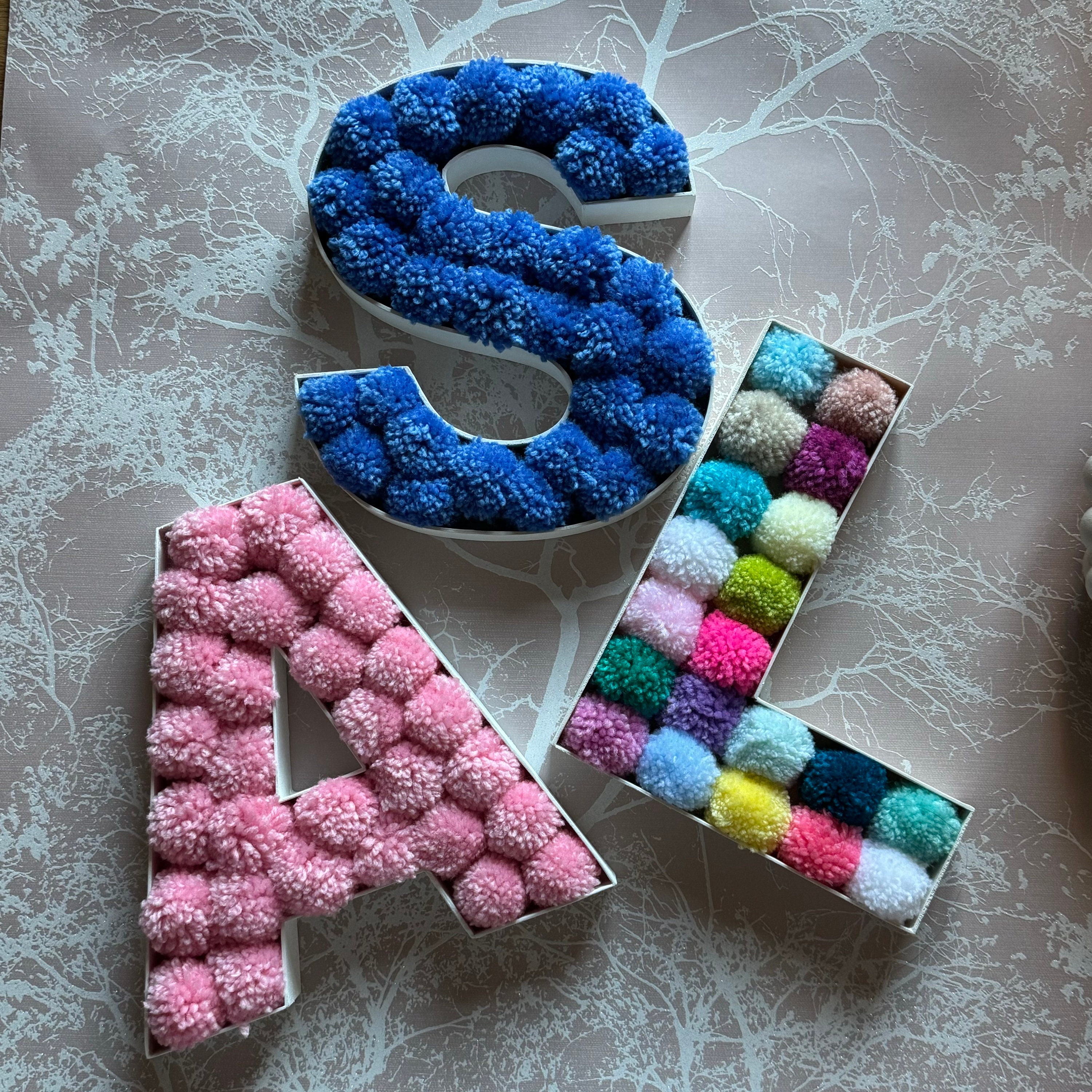 Pom Pom Letters Freestanding Home Decor Kids Room Decoration Nursery ...