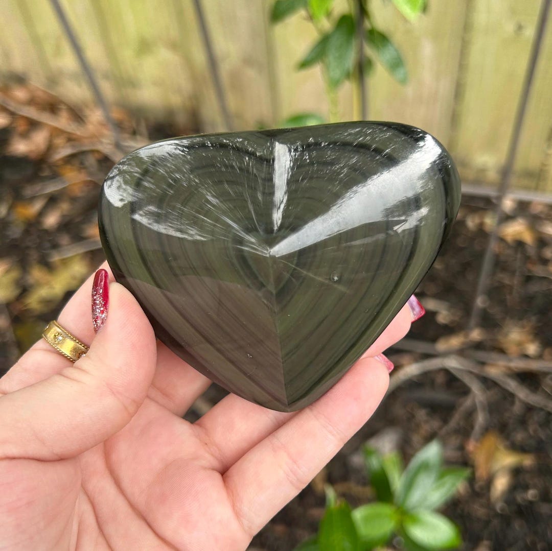 Rainbow Obsidian Heart, Rainbow Obsidian, Crystal Carving, Heart ...