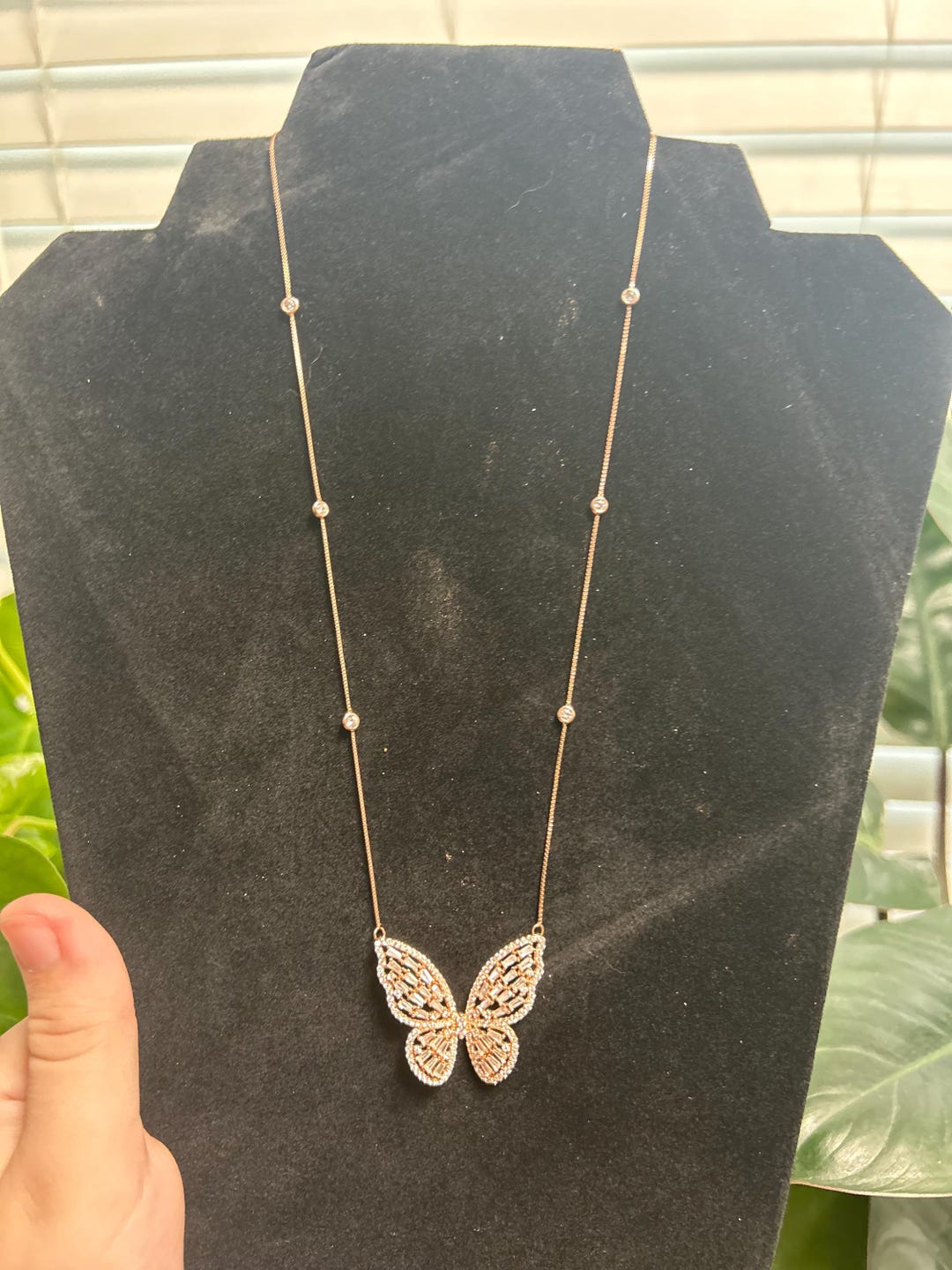 Rose Gold Buttery Necklace, CZ Butterfly, Sparkly Necklace - Etsy