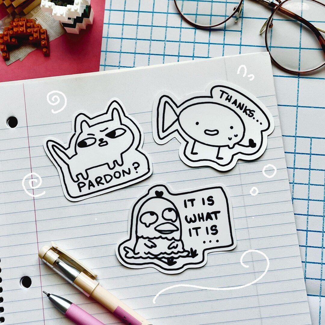 Cute Silly Relatable Doodle Die Cut Stickers - Etsy
