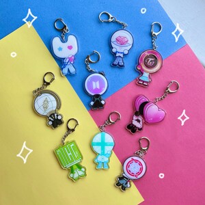 Kpop Lightstick Character Chibi Keychain Acrylic Charm BTS Newjeans ...