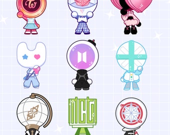 Kpop Lightstick Character Chibi Keychain Acrylic Charm BTS Newjeans ...