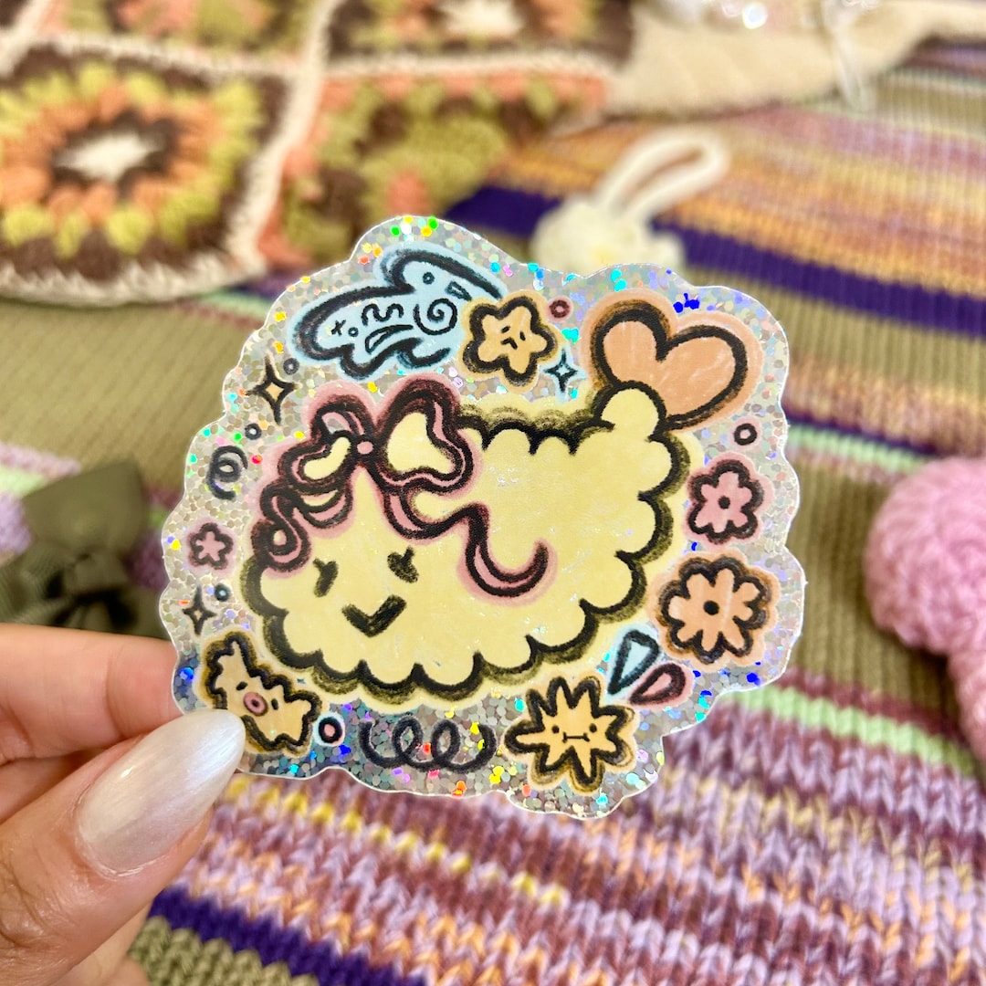 Shrimp Tempura Coquette Vinyl Glitter Sticker, Water Proof, Cute Kawaii ...