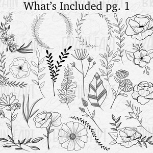 50 Hand Drawn Leaves & Flowers Clip Art Files/ PNG and SVG Files - Etsy