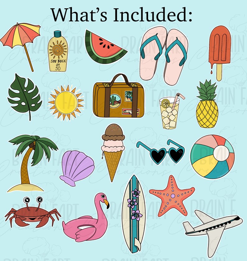 Summer Fun Clip Art Set/ Summer PNG Files - Etsy