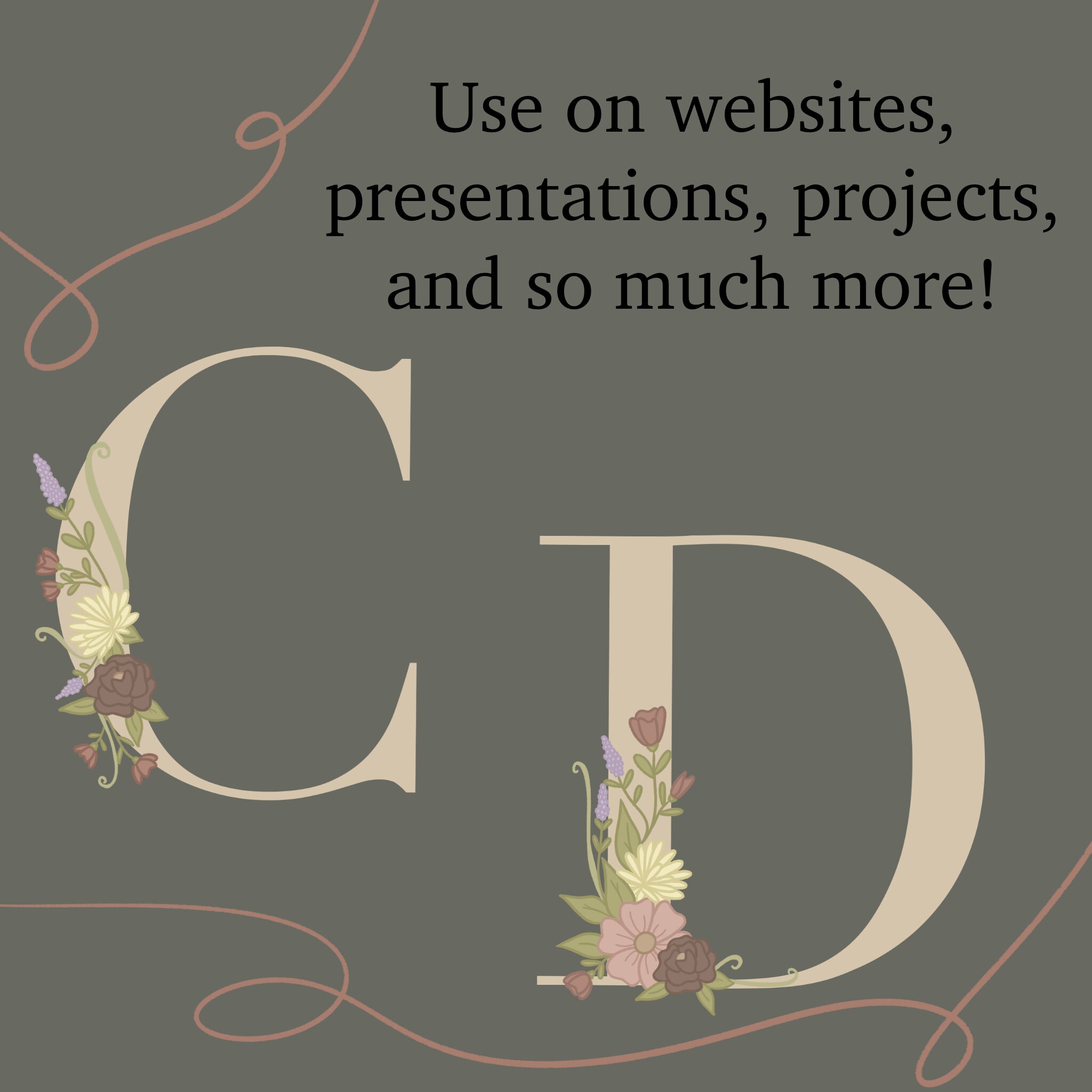 Floral Alphabet Clip Art Files/ Neutral Flowers Alphabet PNG Files - Etsy