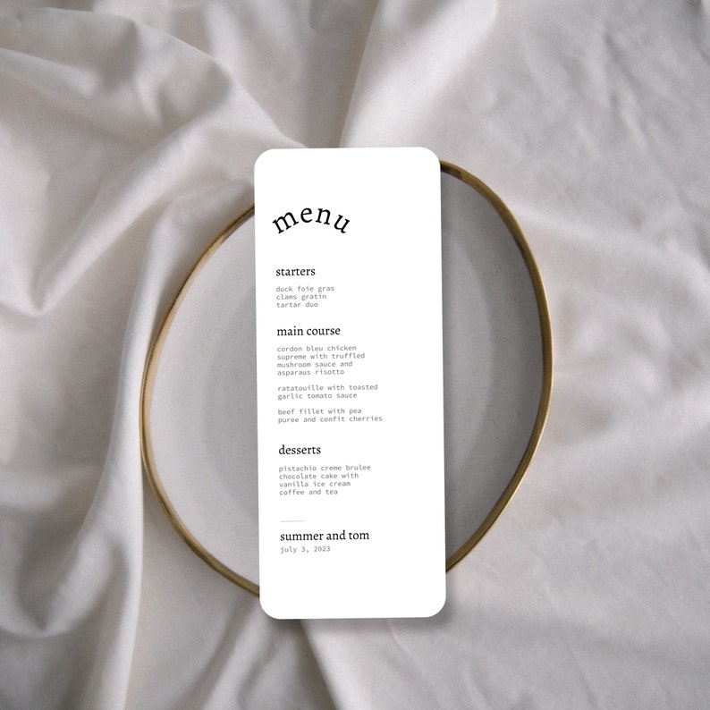 Simple Farmhouse Wedding Menu Template Clean Wedding Menu - Etsy