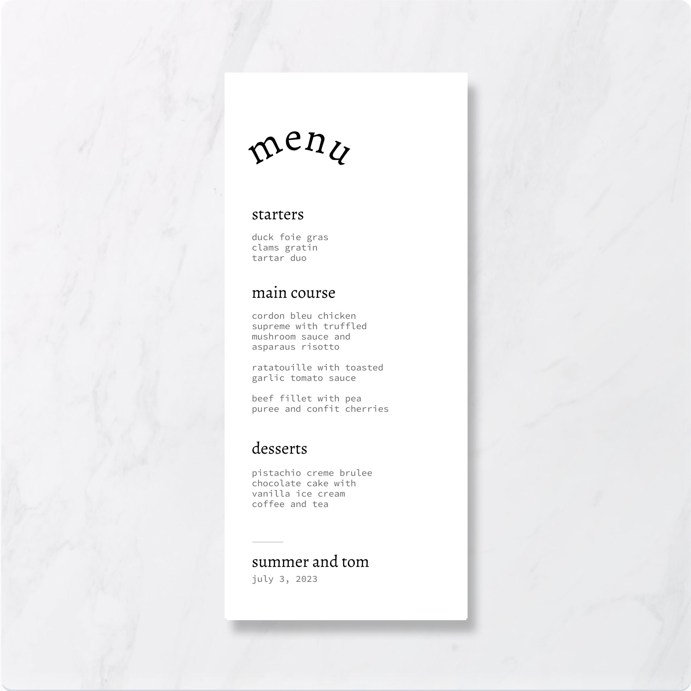 Simple Farmhouse Wedding Menu Template, Clean Wedding Menu, Editable ...