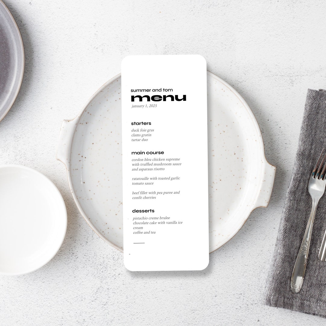 Modern Wedding Menu Template, Funky Retro Wedding Menu, Editable ...