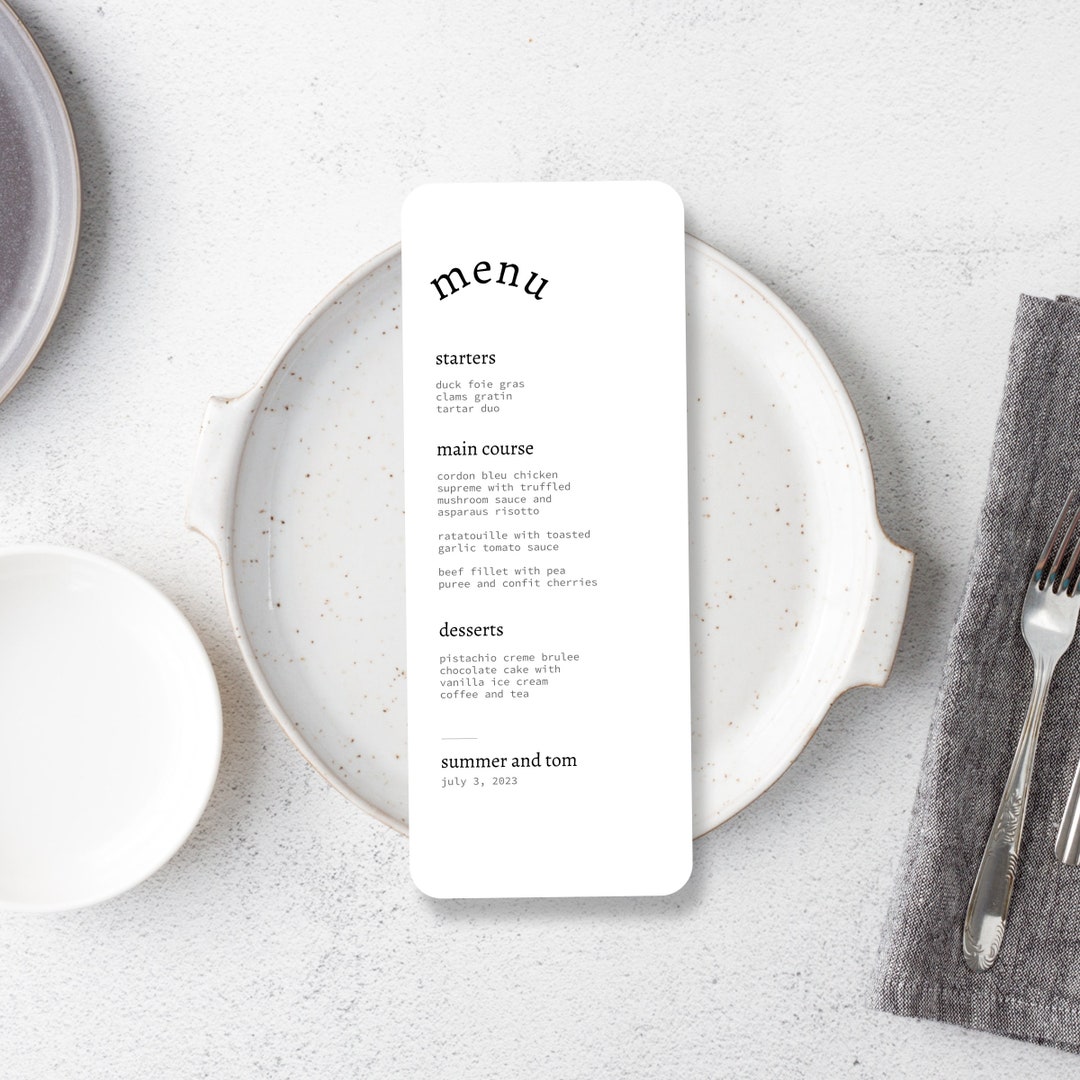 Simple Farmhouse Wedding Menu Template, Clean Wedding Menu, Editable ...