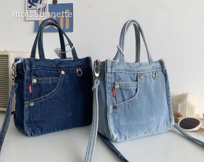 Patched Denim Tote Bag, Shoulder Bag, Jeans Tote - Etsy