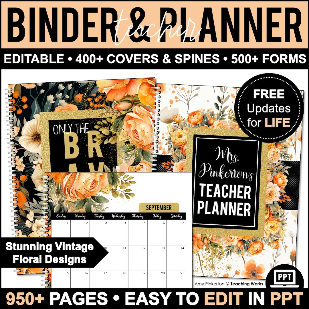Printable Editable Teacher Planner 2025 - Floral Binder - Lesson Plan ...