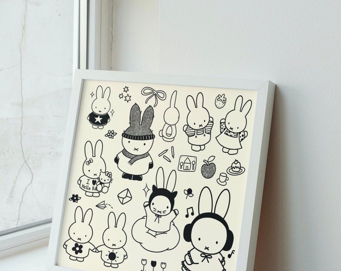 Handmade Linocut Miffy Print - Etsy
