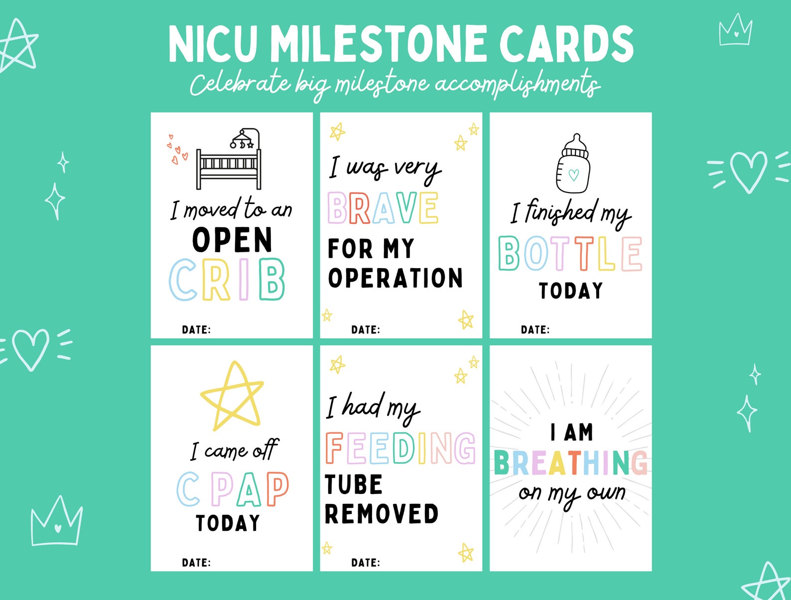NICU Milestone Cards Nicu Photo Prop Cards Nicu Crib Cards - Etsy