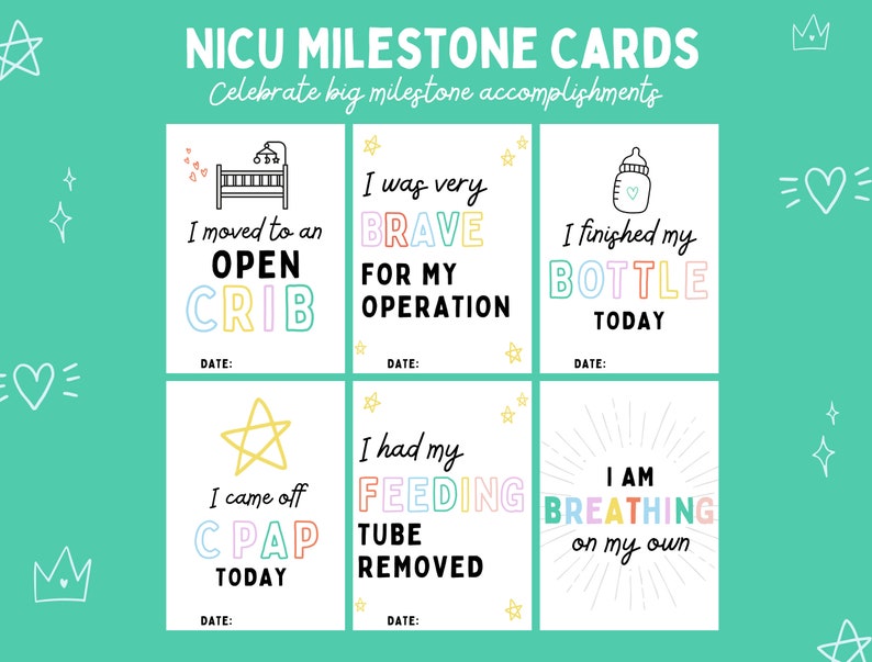 NICU Milestone Cards Nicu Photo Prop Cards Nicu Crib Cards - Etsy