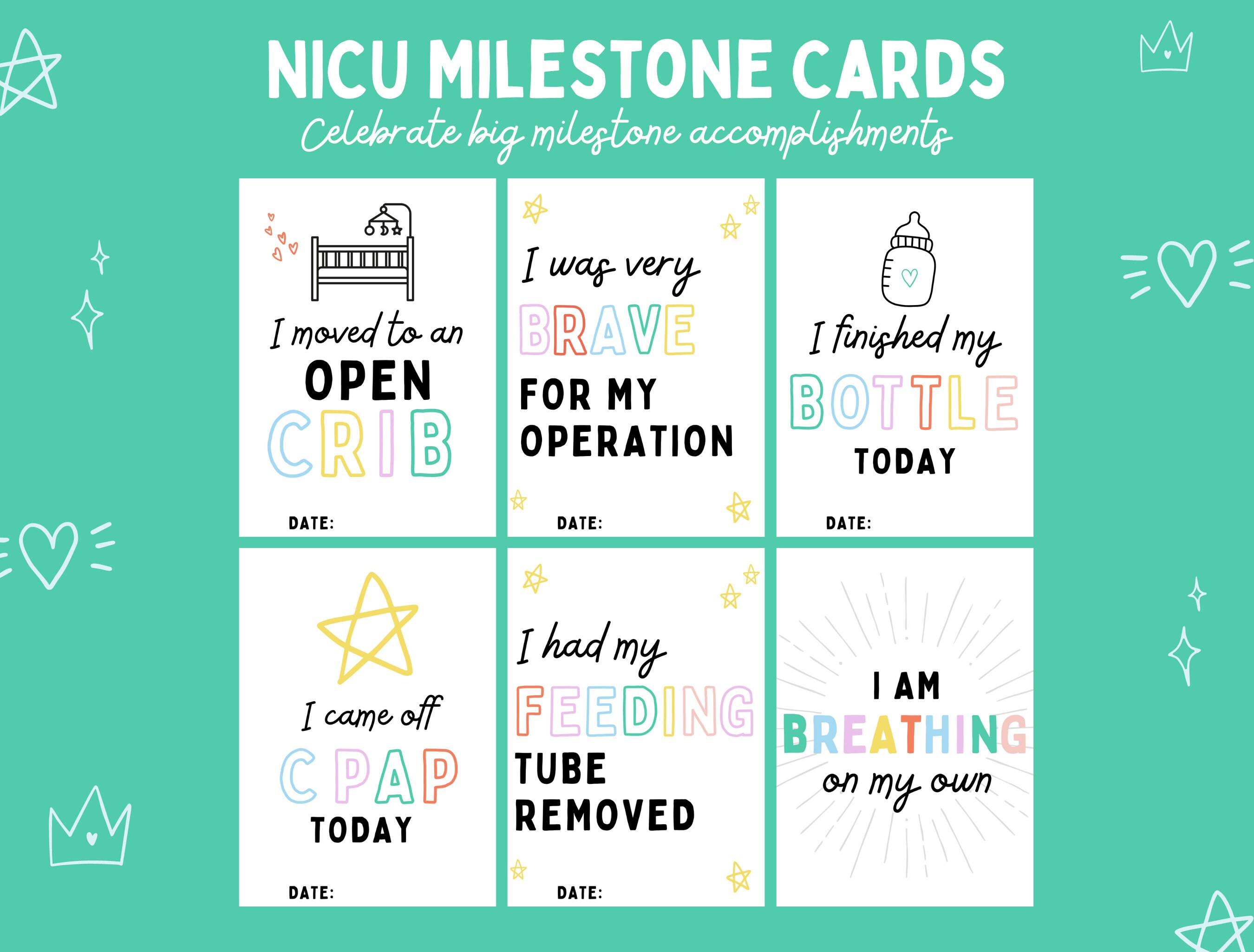 NICU Milestone Cards Nicu Photo Prop Cards Nicu Crib Cards - Etsy