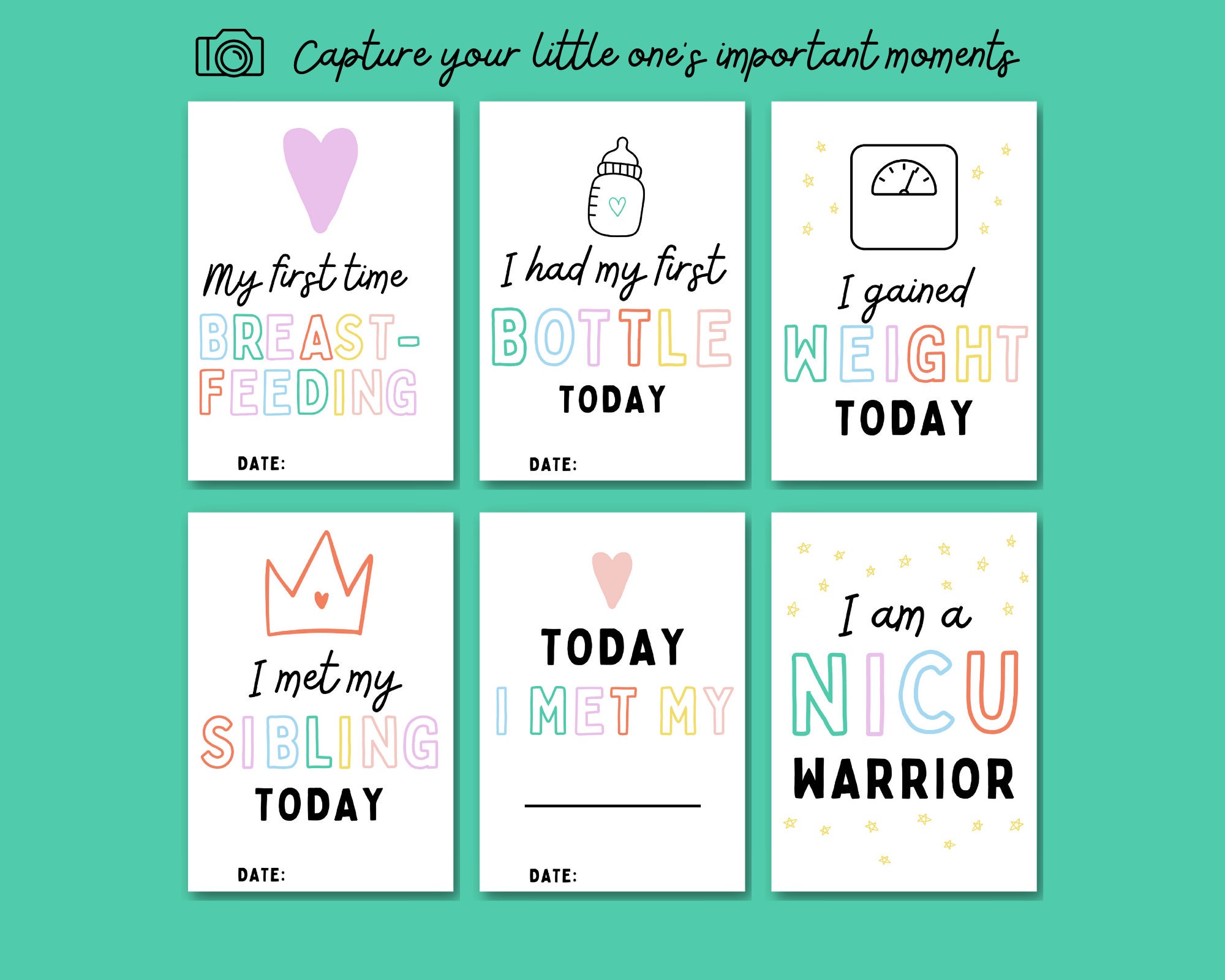 NICU Milestone Cards Nicu Photo Prop Cards Nicu Crib Cards - Etsy