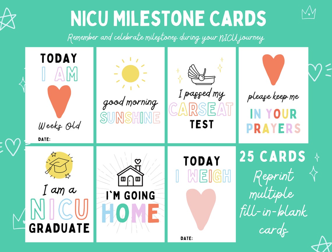NICU Milestone Cards Nicu Photo Prop Cards Nicu Crib Cards - Etsy