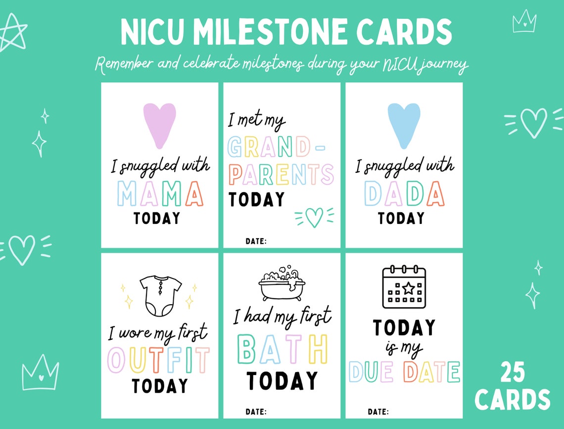 NICU Milestone Cards Nicu Photo Prop Cards Nicu Crib Cards - Etsy
