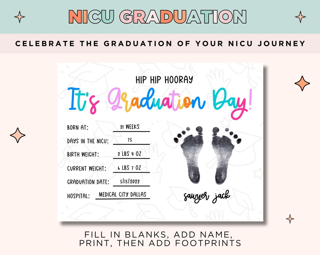 NICU Graduation Certificate, NICU Graduation Keepsake, Preemie Graduate ...