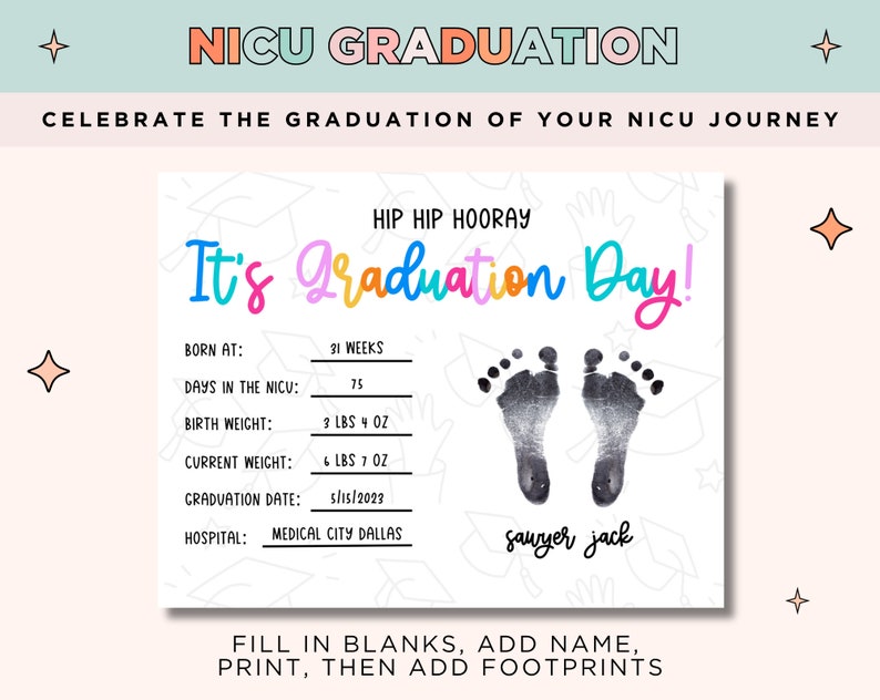 NICU Graduation Certificate, NICU Graduation Keepsake, Preemie Graduate ...