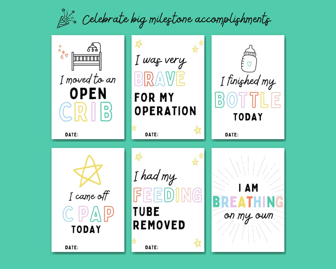 NICU Milestone Cards Nicu Photo Prop Cards Nicu Crib Cards - Etsy