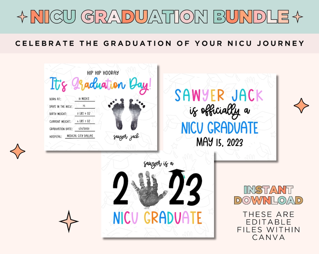 NICU Graduation Certificate, NICU Graduation Bundle, Preemie Graduate ...