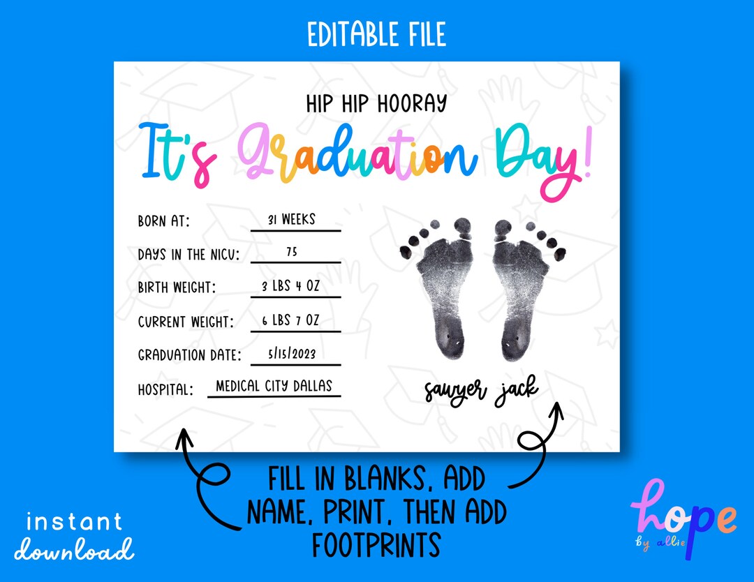 NICU Graduation Certificate NICU Graduation Keepsake Preemie - Etsy