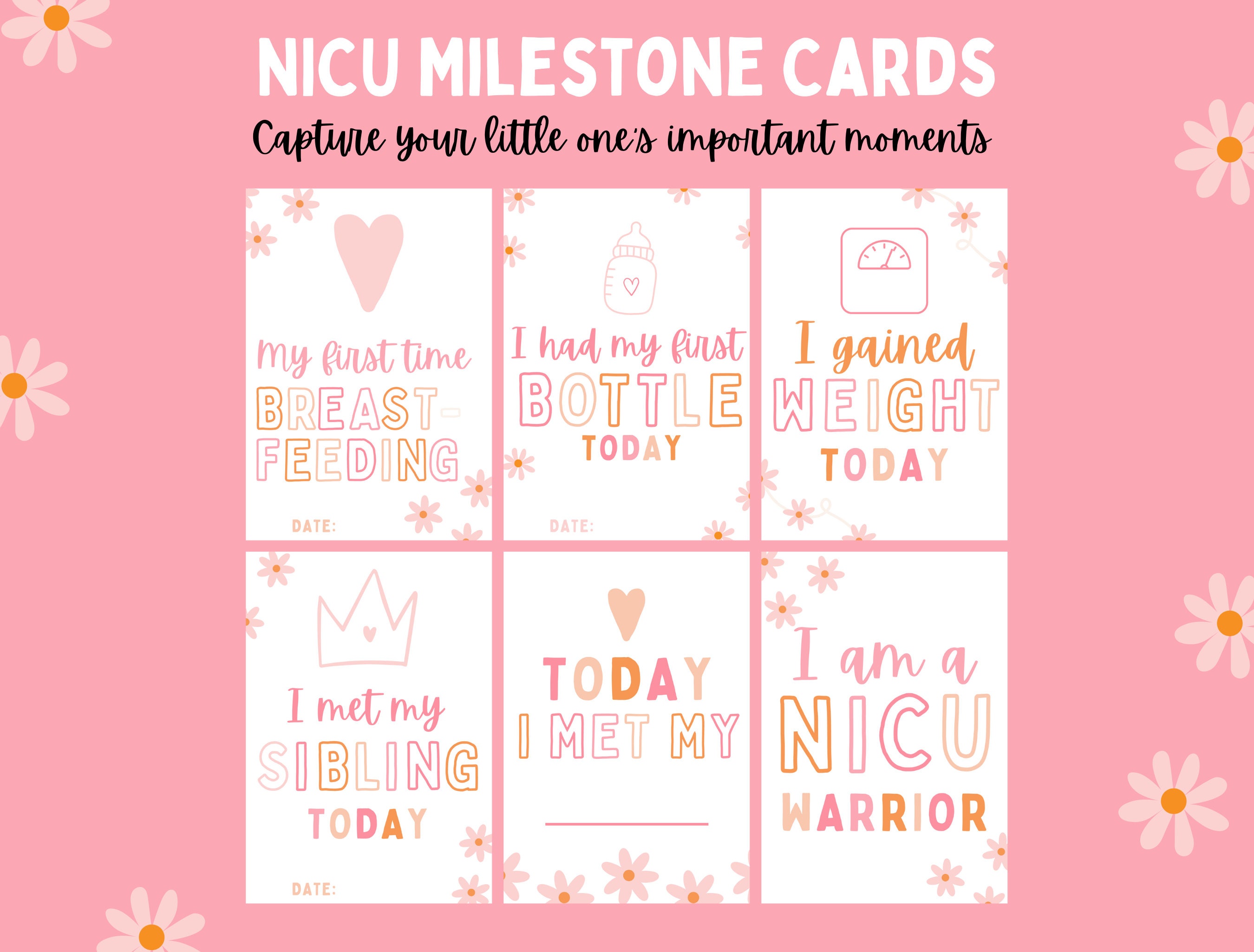 NICU Milestone Cards Nicu Photo Prop Cards Nicu Crib Cards - Etsy